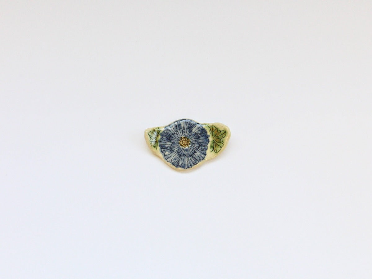 Peony Flower Chopstick Rest Blue - Crafted By Yoshihei Kato